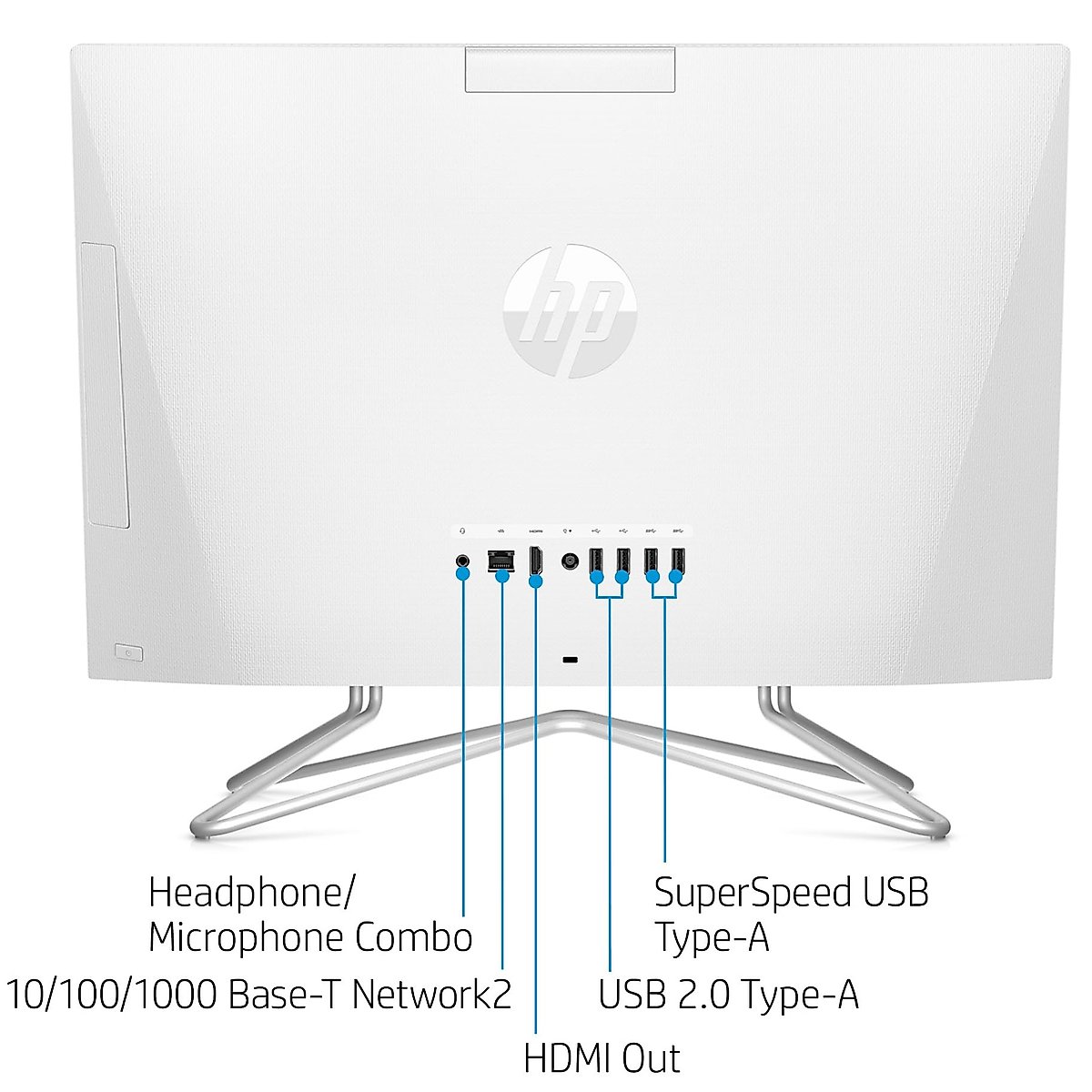 HP 22 AIO 21.5" FHD All-in-One Desktop Computer, Intel Celeron J4025 Up to 2.9GHz, 8GB DDR4 RAM, 256GB PCIe SSD, 802.11AC WiFi, BT, Keyboard and Mouse, White, Windows 11 Home, BROAG 64GB Flash Drive
