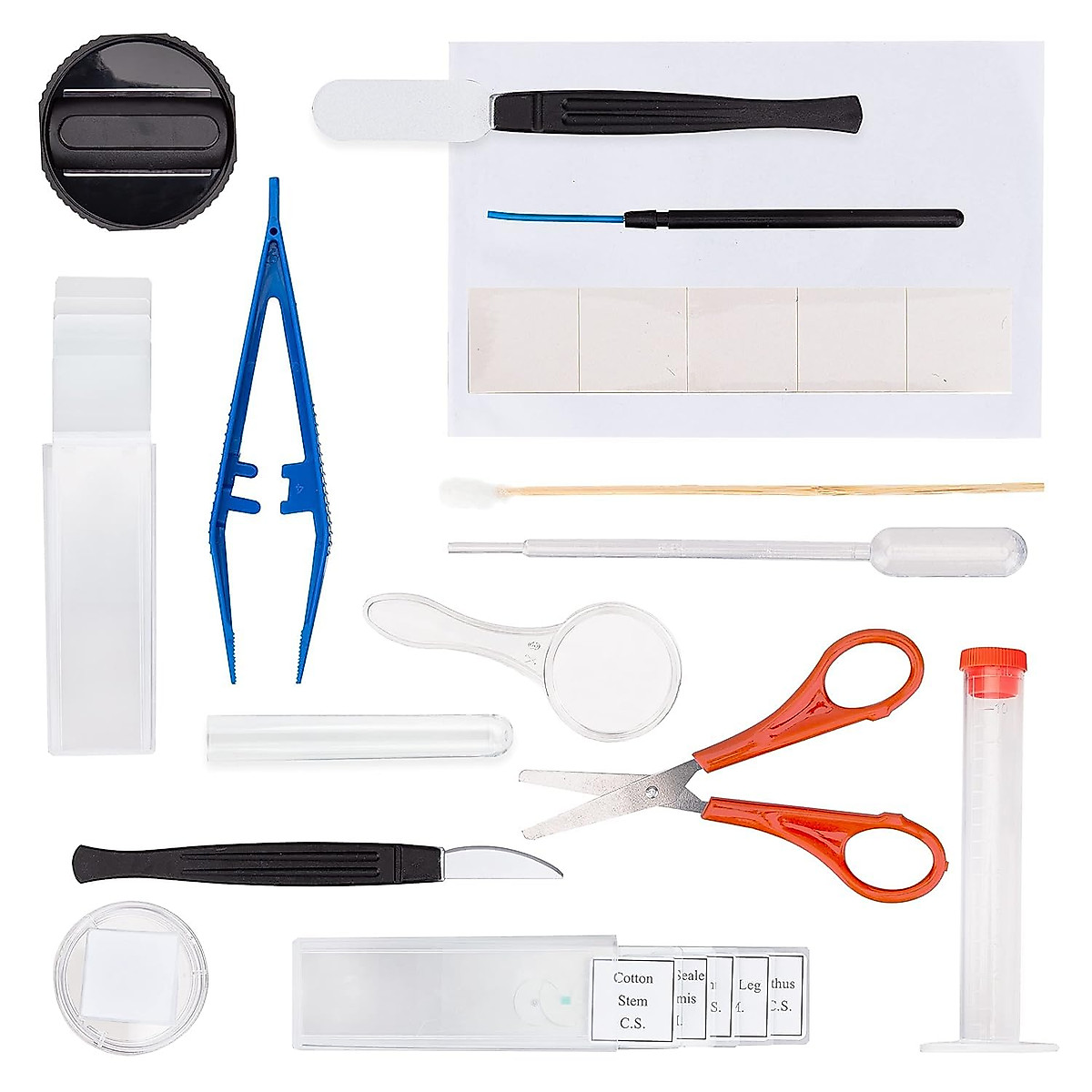 IQCrew 35-Piece Microscope Slide Preparation Kit - Essential Student Sample Specimen Set of Tools & Microscopy Accessories - SP-15