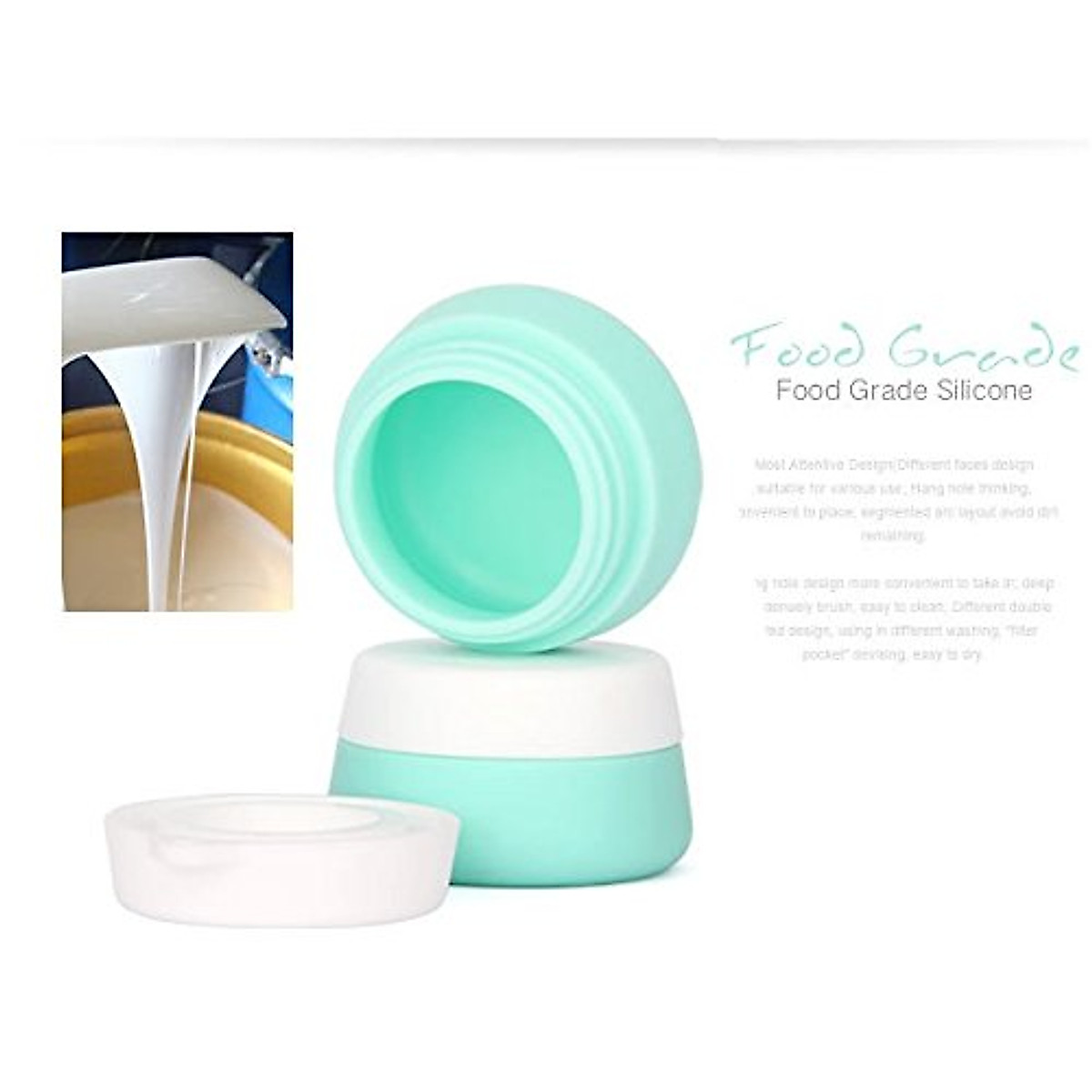 BlueSunshine Silicone Cosmetic Containers Cream Jar with Sealed Lids, 3 Pieces - Food Grade Silicone - BPA Free - Great for Travel, Home and Outdoor (10ml Cream Jars)