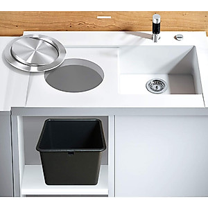Built-in Countertop Trash Bin Waste Lid Balance Flap Cover- Stainless Steel Kitchen Garbage Can Grommet Recessed Trash Can Lid