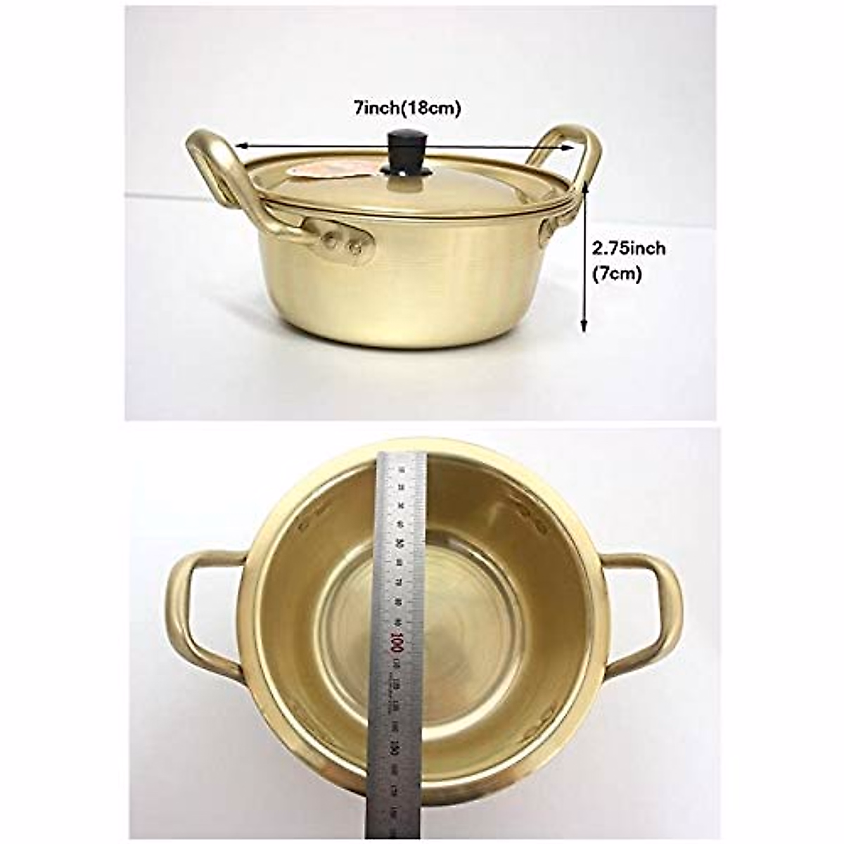 Korean Noodle Pot Hot Shin Ramyun Aluminum 6.3"(16cm) + SoltreeBundle Natural Bamboo Chopstick (1 Pairs)