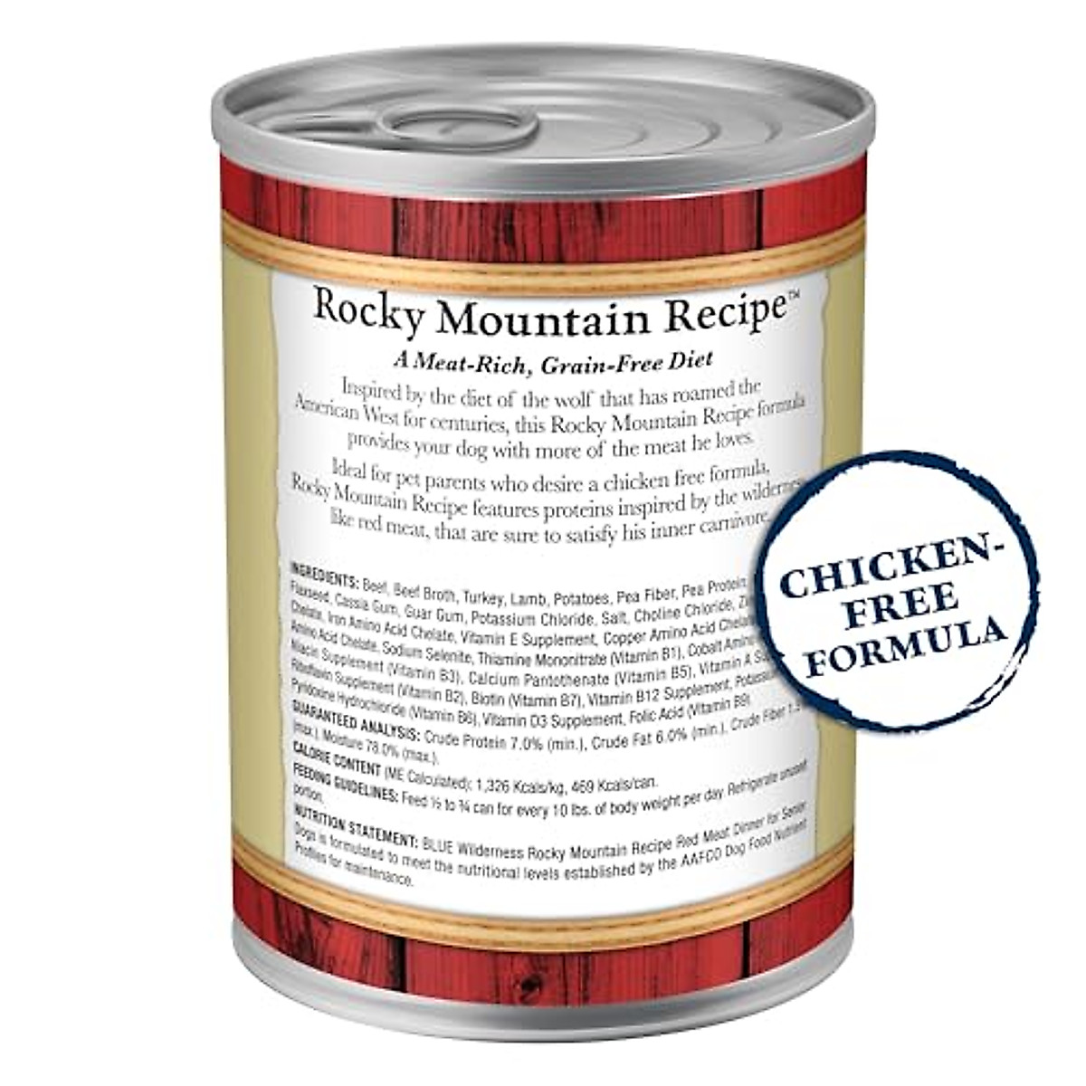 Blue Buffalo Wilderness Rocky Mountain Recipe Senior Wet Dog Food, High-Protein & Grain-Free, Made with Natural Ingredients, Red Meat Recipe, 12.5-oz. Cans (12 Count)