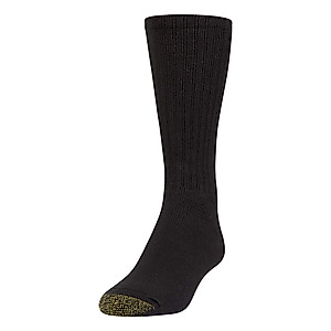 GOLDTOE Men's Harrington Crew Socks, Multipairs, Black (6-Pairs), X-Large