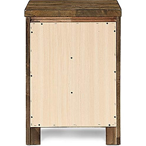 Finch Stratford Farmhouse Wooden Nightstand with 2 Drawers, Bedside End Table, Space Saving Design, Rustic Brown