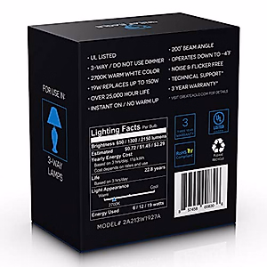 Great Eagle 50/100/150W Equivalent 3-Way A21 LED Light Bulb 2700K Warm White Color (2-Pack)