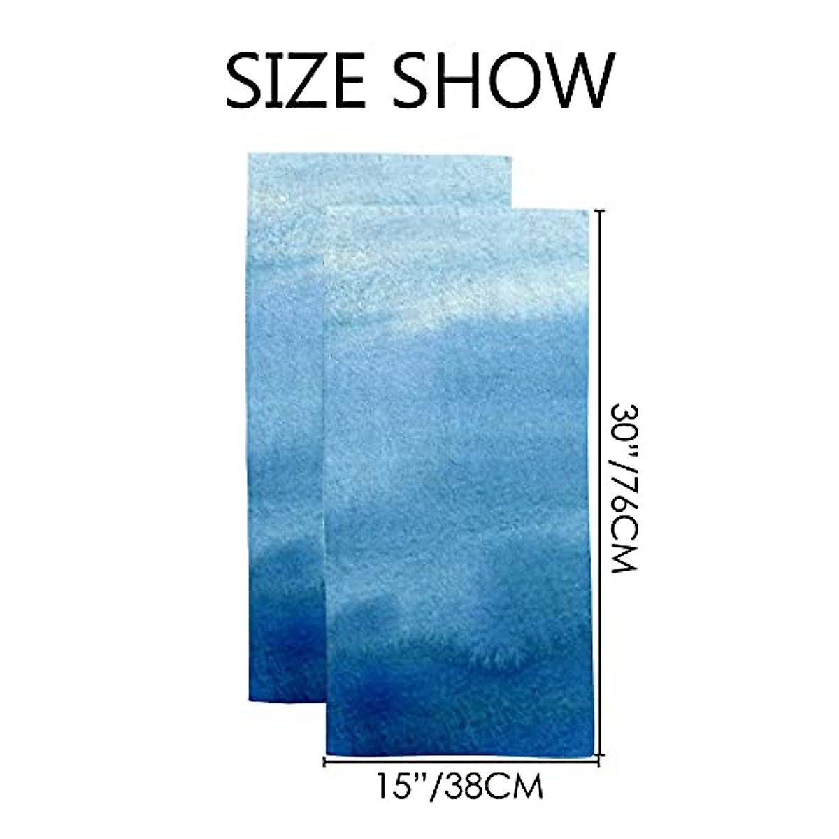 Vantaso Bath Hand Towels Set of 2 Ombre Blue Art Soft & Absorbent Washcloths Towel for Bathroom Kitchen Hotel Gym Spa