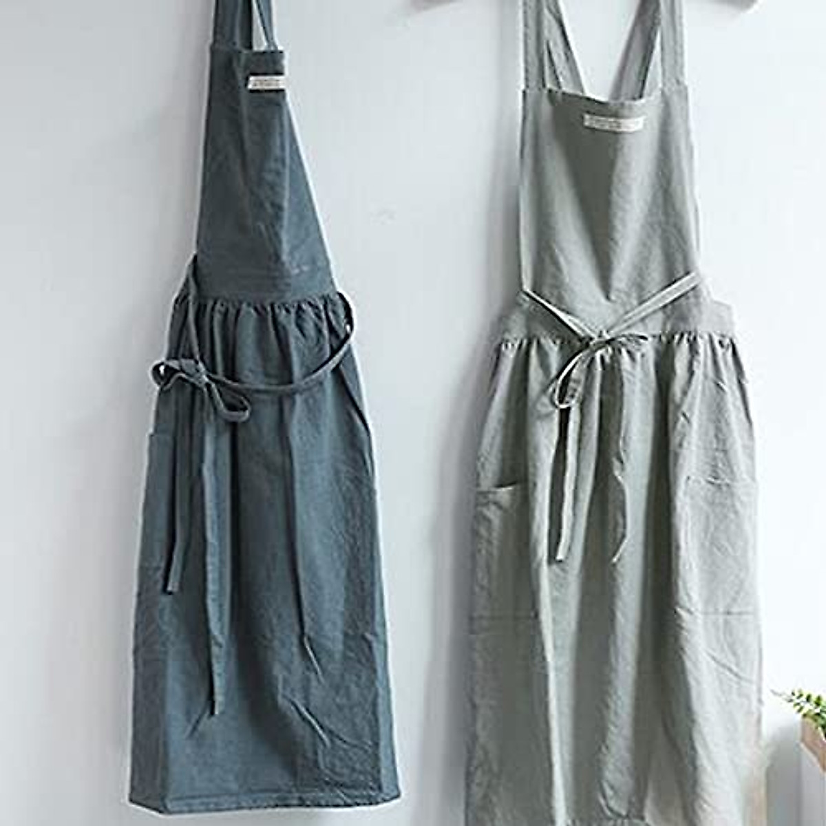 SF-ZXTINP Cotton and linen Kitchen Cooking Aprons Dress for Women with Pockets Cute for Baking Painting Gardening Cleaning