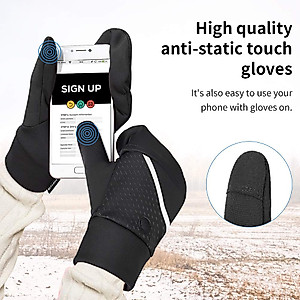 BSTIDOL Convertible Mittens Winter Fingerless Gloves with Thermal Warm Mitten Glove for Cold Weather Warm Polar Fleece for Men & Women Texting Photographing Running