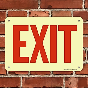 SmartSign "Exit" Sign | 7" x 10" Glow-in-The-Dark Aluminum
