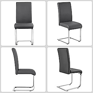 Yaheetech Dining Chairs Living Room Chairs Modern Chairs with High Back, Leather Surface and Metal Legs for Home Kitchen Wedding Louge, Set of 2, Gray