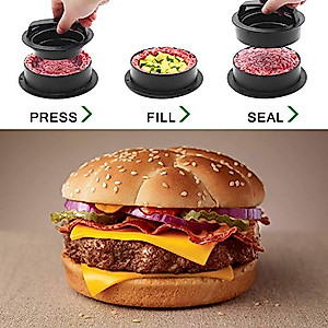 Hamburger Press Patty Maker, Burger Press, 3 in 1 Non-Stick Meat Beef Veggie Hamburger Patty Mold, Kitchen Gadgets to Make Patty for Stuffed Burgers Slider BBQ Barbecue Grilling