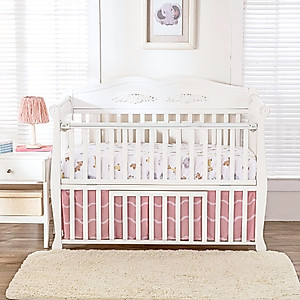 Baevellery Crib Bedding Set for Girls 3Piece Jungle Elephant Baby Girl Crib Bedding Set Nursery Crib Set for Baby Girl - Fitted Sheet Crib Comforter Crib Skirt