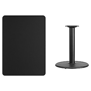 Flash Furniture 30'' x 42'' Rectangular Black Laminate Table Top with 24'' Round Table Height Base