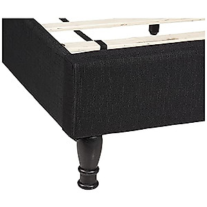 HomeLife Premiere Classics 51" Tall Platform Bed with Cloth Headboard and Slats - Queen (Black Linen)