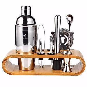 ELEMENTER Cocktail Shaker Set - Mixologist Bartender kit 10-Piece, Crafted from Stainless Steel, All The Accessories You Need to Mix The Perfect Drink or Martini, Cocktail kit Perfect for Gifts.