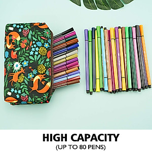 LParkin Woodland Animals Fox Canvas Pencil Case Fabric Zipper Pouch Gift For Friends Red Fox Zipper Pouch Gadget Bag Make Up Case Cosmetic Bag Stationary Kawaii Box