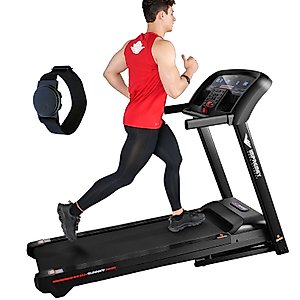Impremey Folding Treadmill with Auto Incline 15%, 3.5HP, 350 Lb Capacity, 11 MPH, 50" x 19" Ultra Large Running Area, Heart Rate Monitor Armband, HRC Training for Home Walking and Running