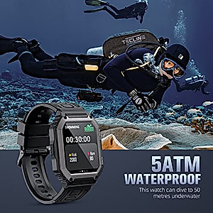 Sienfix Military Smart Watches for Men with Bluetooth Call(Answer/Dial Calls) Tactical Outdoor Sports100+ Smartwatch for Android and iPhone 5ATM Waterproof Watch with 1.8'' Big Screen Fitness Tracker