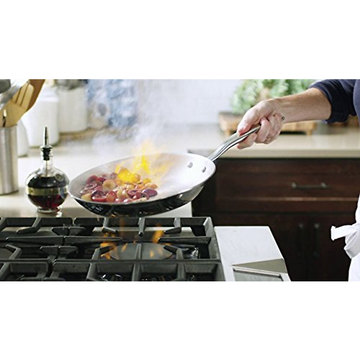 Heritage Steel 10.5 Inch Frying Pan | Made In USA | Titanium Series | 316Ti Skillet with Stay Cool Handle | Fully Clad Stainless Steel Pan with 5-Ply Construction | Induction Ready & Non Toxic