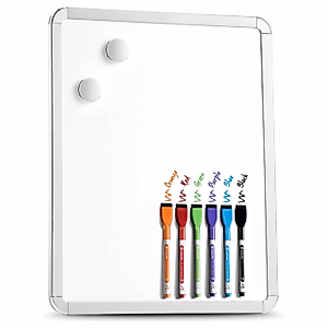 Magnetic Small White Board Dry Erase 11’’x14’’ - Mini Dry Erase Board with 6 Markers, Personal Whiteboards for Refrigerator Wall, Fridge White Boards, Handheld Whiteboard for Little Kids & Students