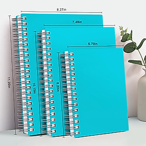 AHGXG Spiral Notebook College Ruled - Large Spiral Journal A4 Notebook 8.5" x 11", 300 Pages Writing Journal for Work, 100GSM Thick Paper, Plastic Hardcover, for Women Men Office School, Lake Blue