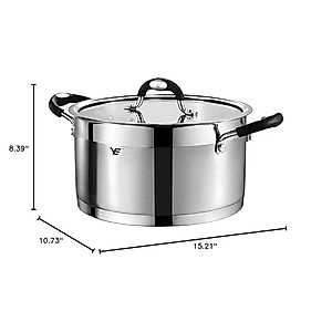 Mirror Polished Stainless Steel Stock Pot with Lid,Healthy Cookware Stockpots Stew Pot，Casserole Soup Pot Compatible with All Heat Sources,Dishwasher Safe (8.4Qt)