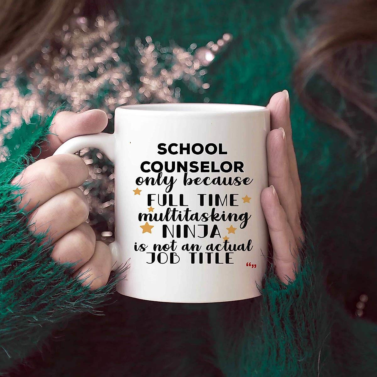 Funny Ninja School Counselor Mug Coffee Cup | Counselors Men Women Gift Mugs - Adviser Advisor Guidance Mentor secondary Counseling Teacher Birthday Gifts