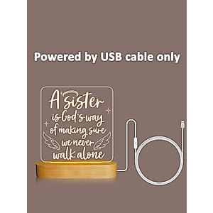 Ammonite Sister 3D Lamp Night Light Warm White Wooden Base Lamps Funny Birthday Gift, Galentine's Day Thanksgiving Gift