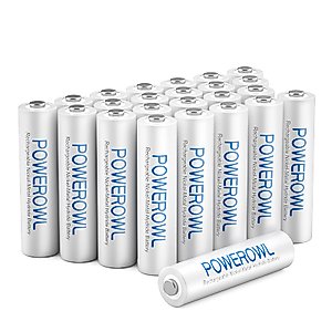 POWEROWL AAA Rechargeable Batteries 24 Pack, High Capacity Rechargeable AAA Batteries 1000mAh 1.2V NiMH Low Self Discharge