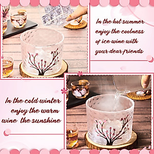 Irenare 6 Pieces Japanese Sake Set Saki Cup Set Pink Cherry Blossoms Sake Bottle Cup Set for 4, Including 1 Sake Bottle 1 Sake Tank and 4 Sake Cups for Cold Hot Warm Sake Carafe, Japanese Gifts Set