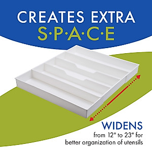 Dial Industries 2544 Expand-A-Drawer Utensil Organizer Tray, White