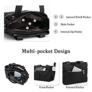 PORRASSO Crossbody Bag Women Shoulder Bag Nylon Multi-pocket Handbag Girl Tote Ladies Satchel for Travel Work Daily Use Black