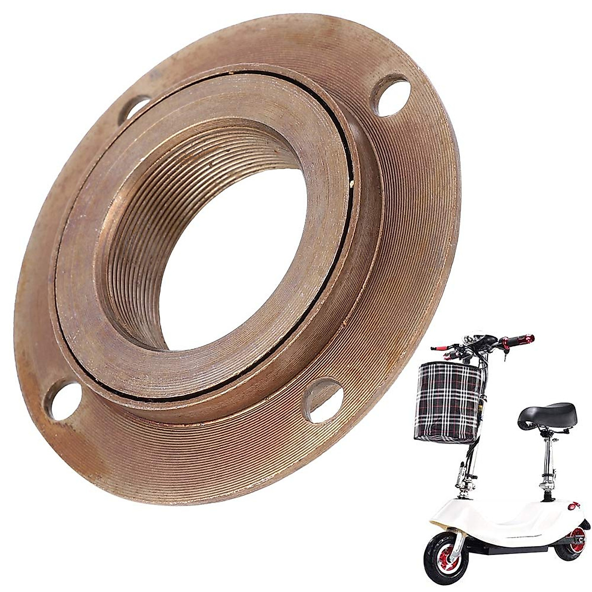 Drfeify Electric Scooter Wheel, Metal Four-Hole Toothless Flywheel Wheel Scooter Wheel Accessory Fit for Electric Scooter,