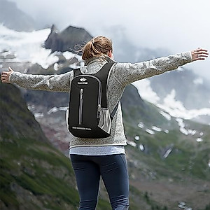 Esup 15L Lightweight Hiking Backpack Foldable Small Travel Backpack Packable Camping Backpack for Women Men (Black)