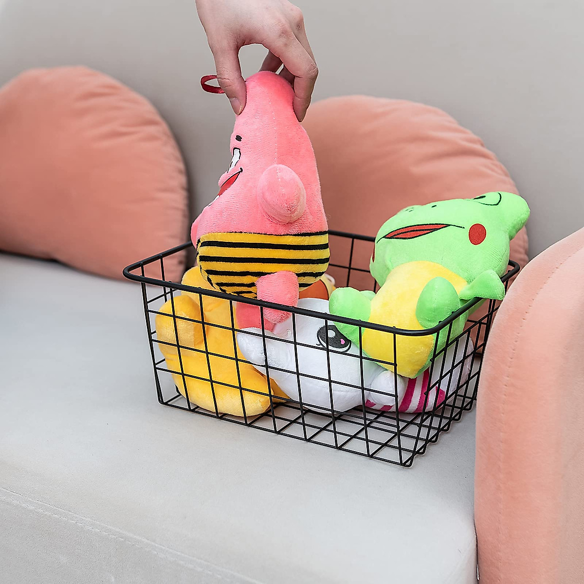 Pantry Organization and Storage 5 Pack , Wire Storage Baskets for Kitchen, Laundry, Garage, Fridge, Bathroom Countertop Organizer,Black