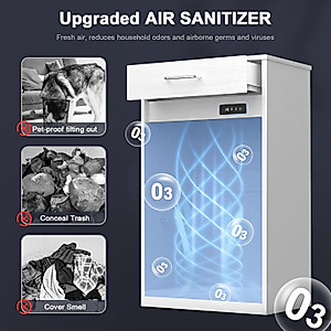 Xmifer Tilt Out Trash Can Cabinet with Drawer, Premium Negative Ion-Deodorizing Function, Hidden Garbage Can Cabinet, Wooden Kitchen White Trash can 10 Gallon, High-35.4inches