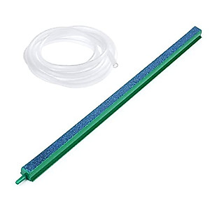 Saim Aquarium Fish Tank Mineral Air Bubble Air Stone Bar 16-Inch （Green/Blue） with 20Ft Clear Air Line.