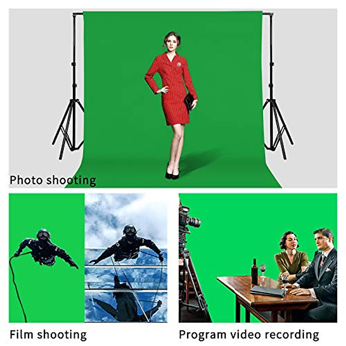 Green Screen Backdrops, Portable Solid Color Photography Backdrops Cloth, 5 x 7 ft Collapsible Green Backdrop Background for Photography, Video Studio