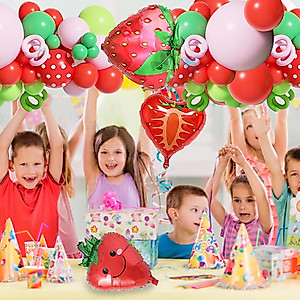 DUILE Strawberry Birthday Party Decorations Strawberry Balloons Garland Arch Kit Strawberry First Birthday Baby Shower Summer Fruit Party Decoration