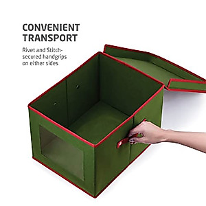 ZOBER Holiday Accessory and Decor Storage Box 2-pack with Decorative Trim, Holiday Storage Solution, Green