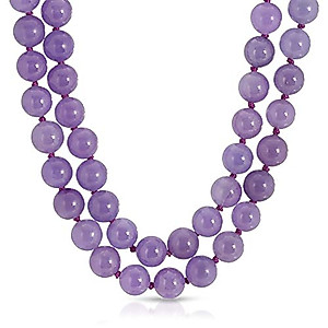 Regalia by Ulti Ramos 14K Yellow Gold Double Strand Genuine Jade Necklace in Lavender Color (20)