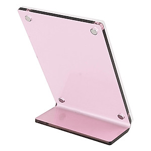 Jiawu Slanted Back Photo Frame, Self Standing Photo Frame Acrylic Multi Purpose Simple Operation for Office for Celebrity Mini Cards (Pink)