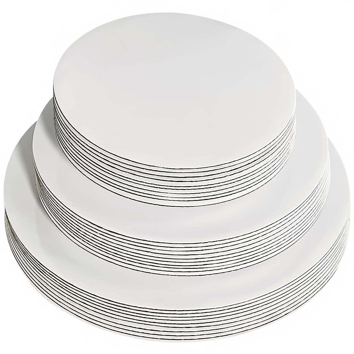 ONEMORE 30-Pack White Cake Board Rounds,Circle Cardboard Base Boards, 8, 10 and 12-Inch. Perfect for Cake Decorating, 10 of Each Size (White,30)