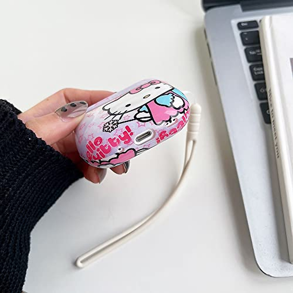 Anime Pattern Compatible with AirPod Pro 2nd Case, Anime Airpod Case for Boys Girls Teens, IMD Full Body Protection Shockproof Cover with Lanyard for Apple AirPod Pro 2nd (Marie Cat)