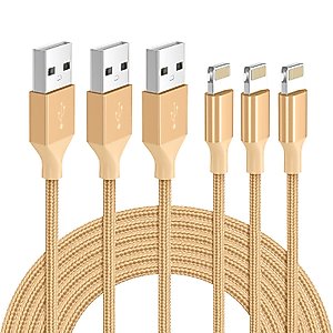 Nikolable Lightning Cable Apple Certified iPhone Charger 3Pack 6ft Braided Lighting to USB A Charging Cord Compatible with iPhone 13 12 11 Pro Max XS XR 8 Plus 7 Plus 6s Plus 5S iPad Pro and More