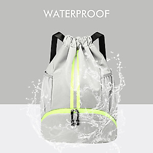 Drawstring Backpack Waterproof with Mesh PocketsString Bag Sackpack Nylon Gym Bag for Swim Sport Hiking Travel Beach,Lightweight Large,2
