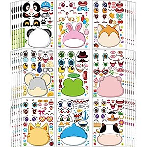 36 Sheets 9.8”x6.7" Make Your Own Animal Stickers for Kids Toddlers, Make a Face Stickers for Party Favors Supplies Crafts, Toys Stickers for Girl Boy Kid Birthday Gifts