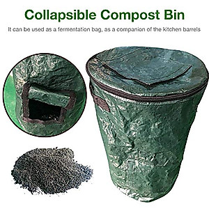 pizarra Collapsible Compost Bin,Yard Waste Bag, Reusable Heavy Duty Garden Leaf Waste Bag Yard Compost Bin Composting Fruit