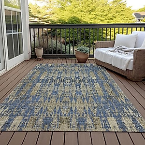 Addison Rugs Chantille ACN580 Blue 9' x 12' Indoor Outdoor Area Rug, Easy Clean, Machine Washable, Non Shedding, Bedroom, Living Room, Dining Room, Kitchen, Patio Rug