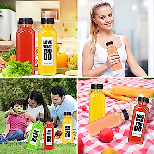 Wjzhfwzt 10oz Empty Juice Bottles with Caps, Pack of 24 Reusable PET Plastic Clear Water Bottle Recyclable Drink Bulk Containers with Leak-Proof Lids for Juice Water Milk and Beverages